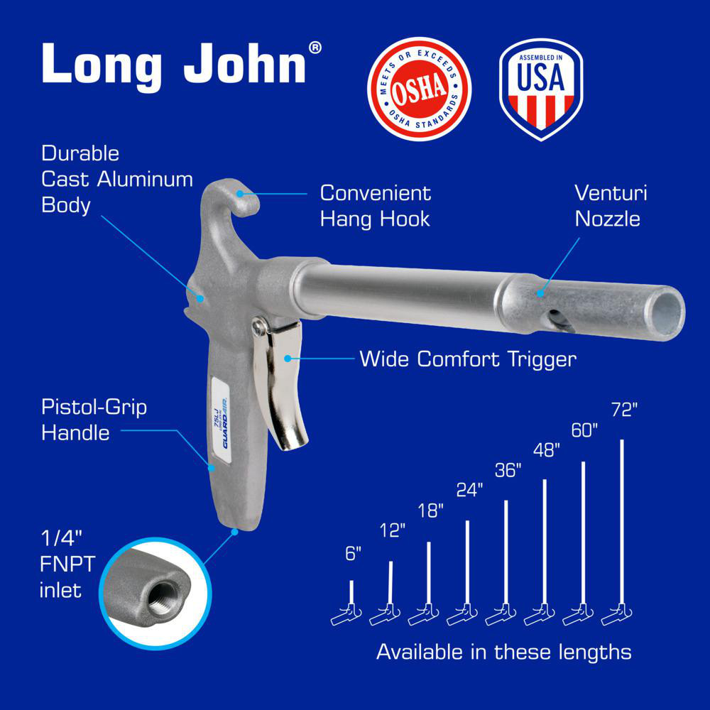 Guardair - Air Blow Gun: Safety Extension Tube, Pistol Grip | MSC Direct