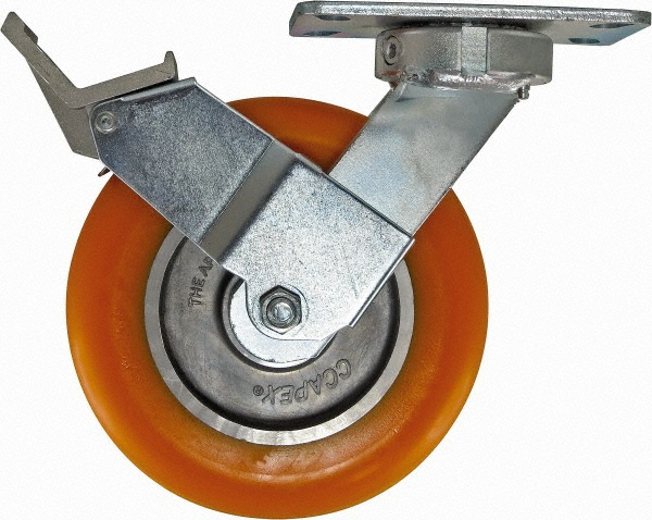 Caster Connection - Swivel Top Plate Caster: Polyurethane, 8" Wheel Dia ...