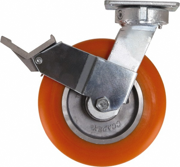 Caster Connection - Swivel Top Plate Caster: Polyurethane, 8" Wheel Dia ...