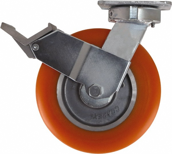 Caster Connection - Swivel Top Plate Caster: Polyurethane, 8" Wheel Dia ...
