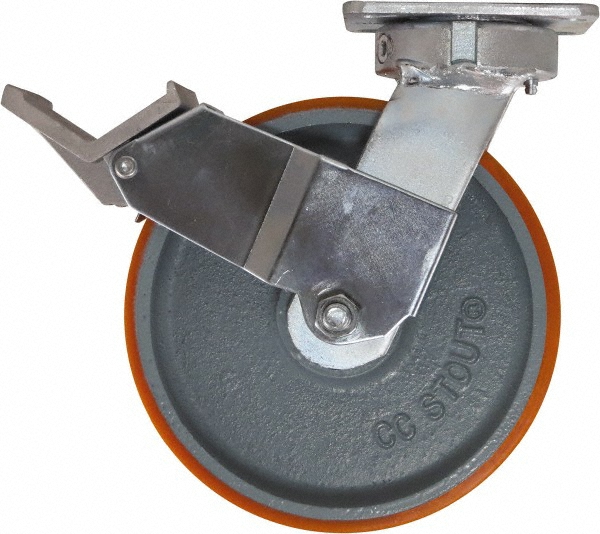 Caster Connection - Swivel Top Plate Caster: Polyurethane, 8" Wheel Dia ...