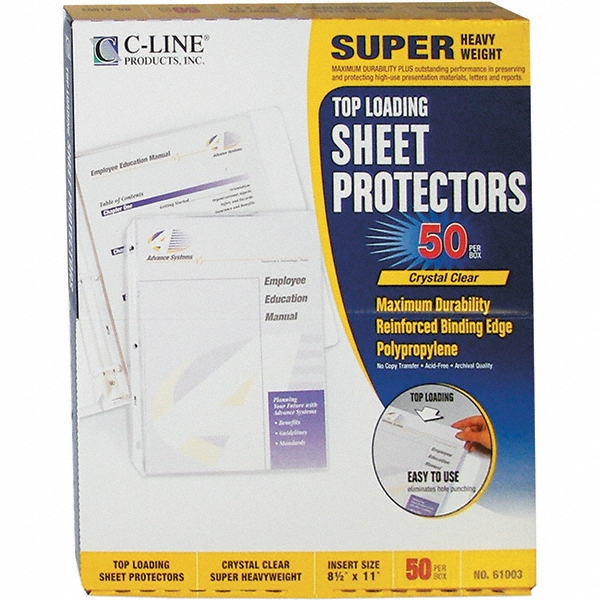 C-LINE® - 50 Pc Sheet Protector-Ring Binder: Clear | MSC Direct