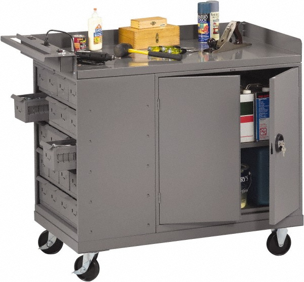 Tennsco - Mobile Bench Mobile Work Center: 25" OAD, 1 Shelf | MSC Direct