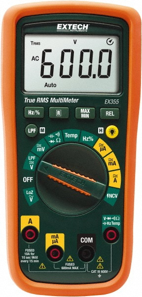 Extech - CAT III, Digital & True RMS Multimeter: 600 VAC/VDC | MSC Direct