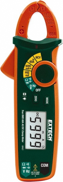 Extech - Clamp Meter: CAT III, 0.7" Jaw, Clamp On Jaw | MSC Direct