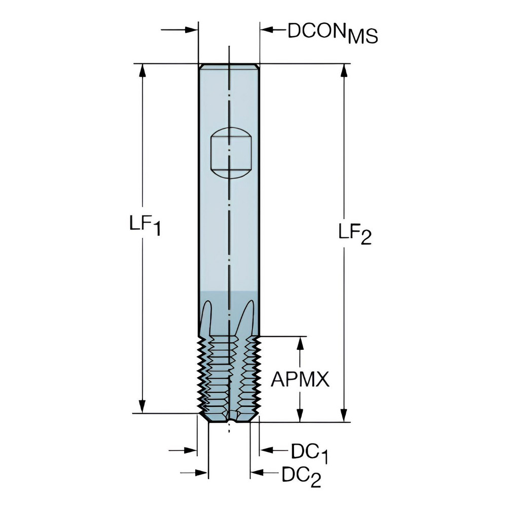 Sandvik Coromant - Helical Flute Thread Mill: 1/2-14, Internal, 4 Flute ...