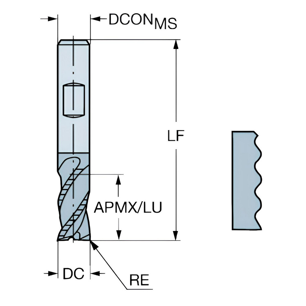 Sandvik Coromant - Corner Radius End Mill: 6.00 mm Dia, 7.00 mm LOC, 0. ...
