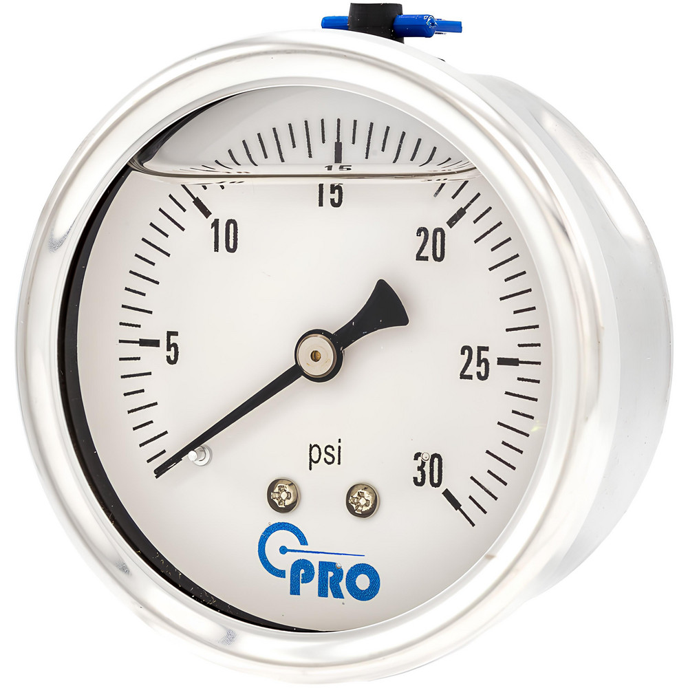 ESP Pro - Pressure Gauge: 2-1/2" Dial Dia, 0 to 30 psi, 1/4" NPT, Back Mount | MSC Direct