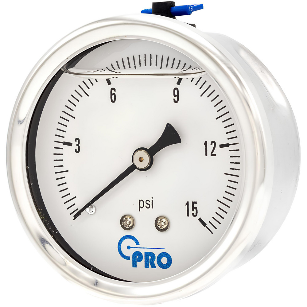ESP Pro - Pressure Gauge: 2-1/2" Dial Dia, 0 to 15 psi, 1/4" NPT, Back Mount | MSC Direct
