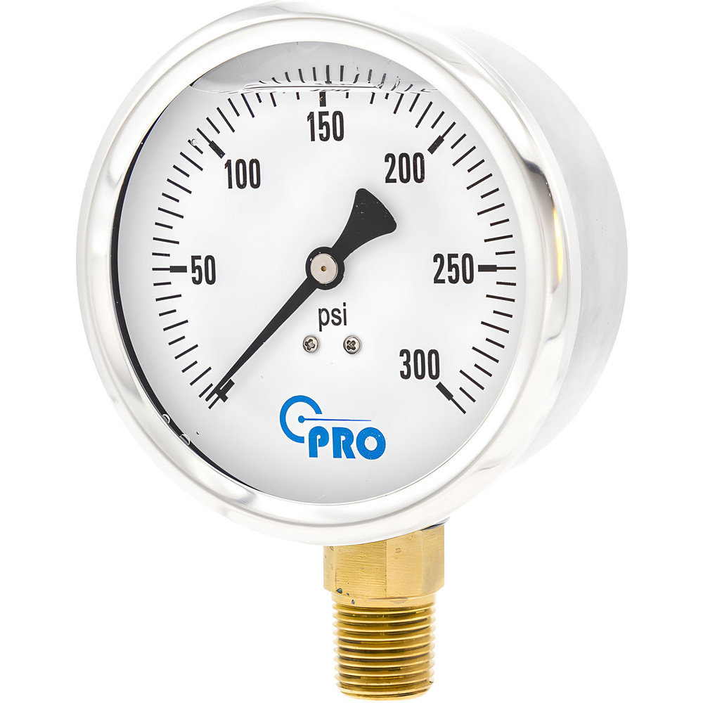 ESP Pro - Pressure Gauge: 4" Dial Dia, 0 to 300 psi, 1/2" NPT, Bottom ...