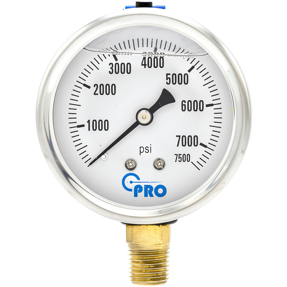 ESP Pro - Pressure Gauge: 2-1/2" Dial Dia, 0 to 7,500 psi, 1/4" NPT ...