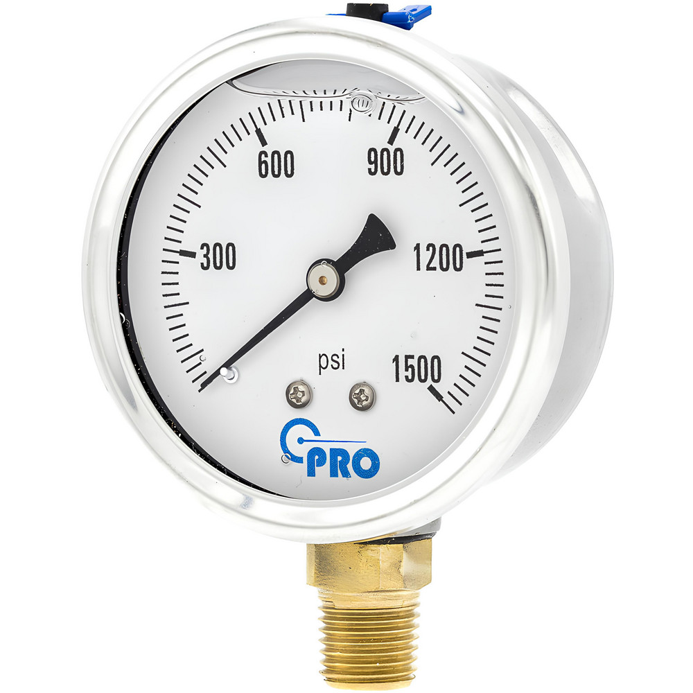 ESP Pro - Pressure Gauge: 2-1/2" Dial Dia, 0 to 1,500 psi, 1/4" NPT, Bottom Mount | MSC Direct