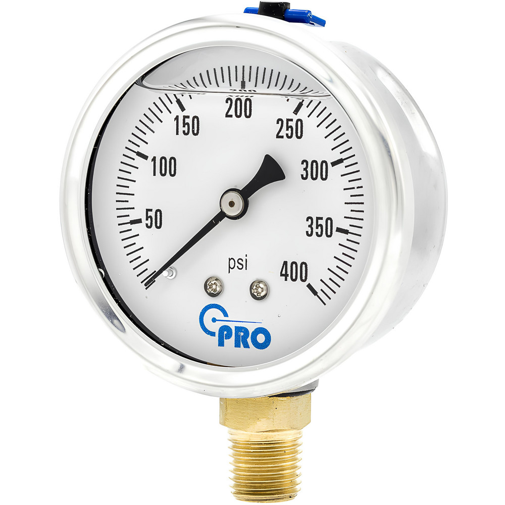 ESP Pro - Pressure Gauge: 2-1/2" Dial Dia, 0 to 400 psi, 1/4" NPT, Bottom Mount | MSC Direct