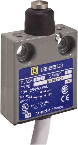 Square D - SPDT, NC/NO, 240 VAC, Prewired Terminal, Plunger Actuator ...