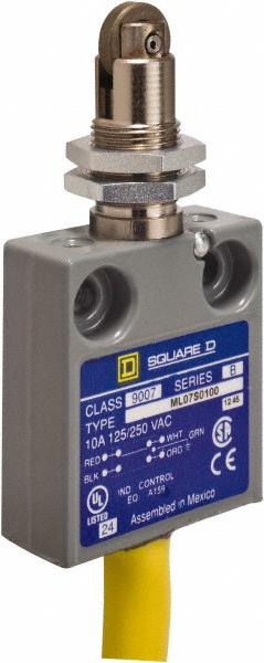 Square D - SPDT, NC/NO, 240 VAC, Prewired Terminal, Roller Plunger ...