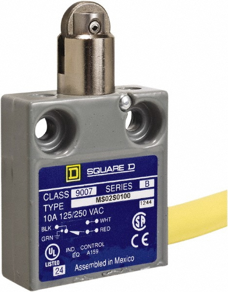 Square D - SPDT, NC/NO, 240 VAC, Prewired Terminal, Roller Plunger ...