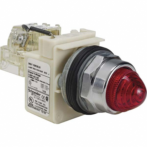 Schneider Electric - 48 VAC/VDC Red Lens Incandescent & LED Push-to ...