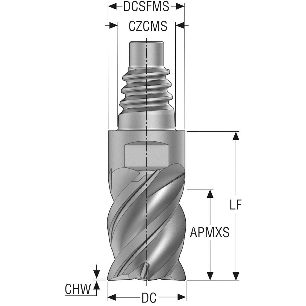 Seco - Corner Radius & Corner Chamfer End Mill Heads; Mill Diameter (mm ...