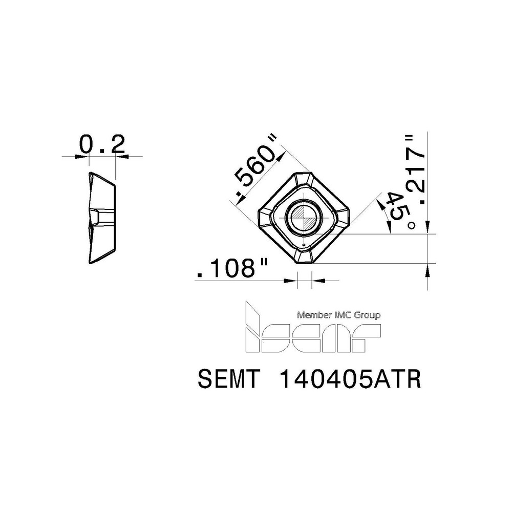 Iscar - Milling Insert: ANSI SEMT 140405ATR IC830, ISO SEMT 140405ATR ...