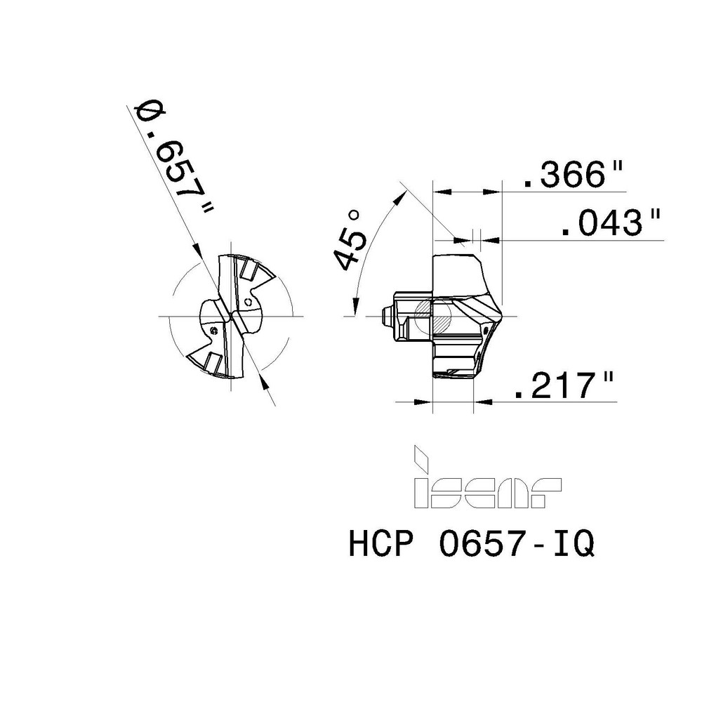 Iscar - Replaceable Drill Tips: 0.6570" Dia, 16.69 mm Dia, 137 deg ...