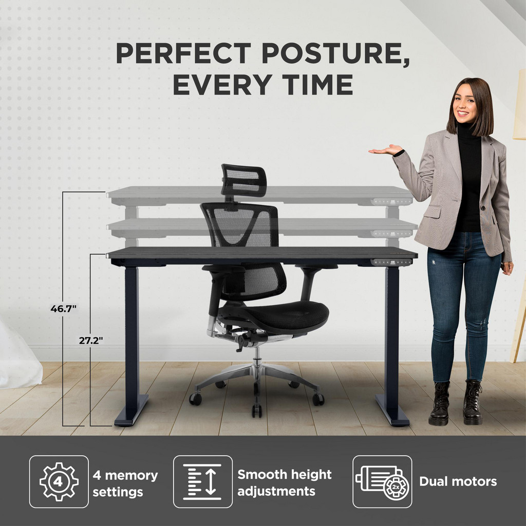 Uncaged Ergonomics - Double Pedestal Desk: MDF Top, Black with Black ...