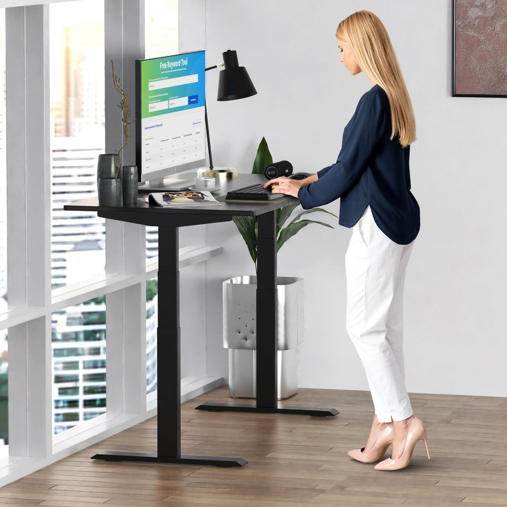 Uncaged Ergonomics - Double Pedestal Desk: MDF Top, Black with Black ...