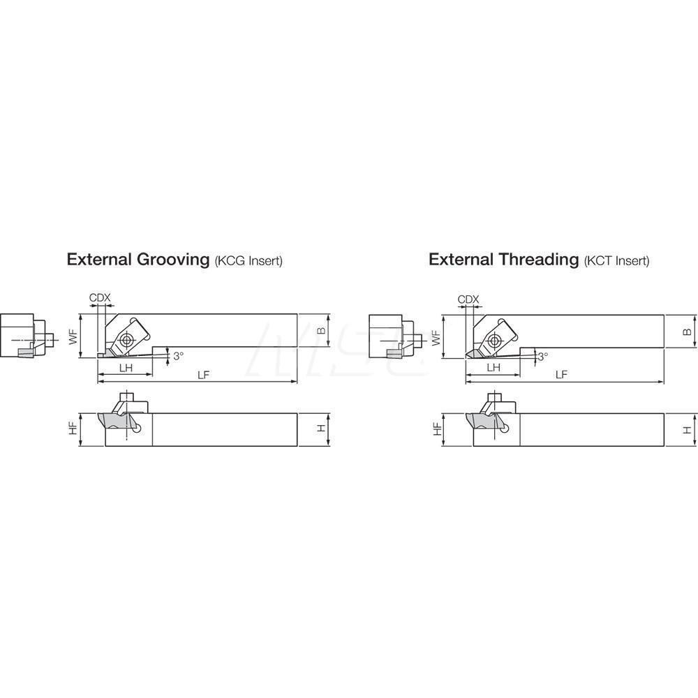 Kyocera - Indexable Grooving Toolholder: KKCR163C, External, Right Hand ...