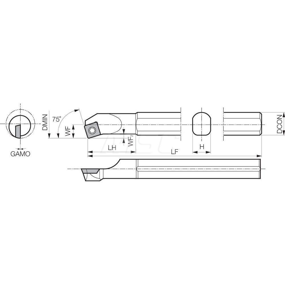 Kyocera - Indexable Boring Bar: S16QSSKPR0920, 20.00 mm Min Bore, Right ...