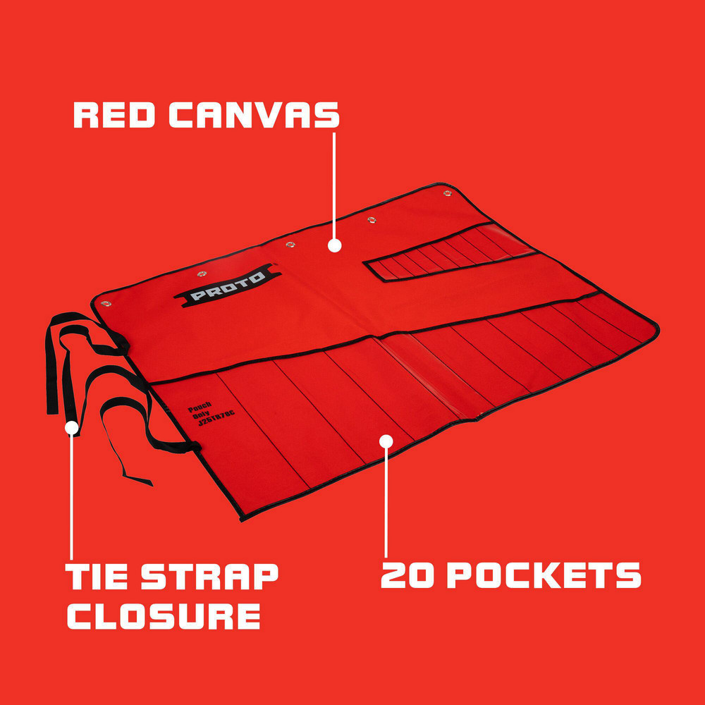 Proto - Wrench Tool Roll: 20 Pockets, Canvas, Red | MSC Direct