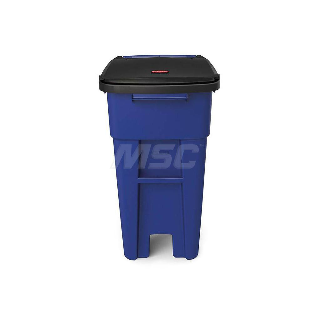 Rubbermaid - Rollout Trash Can: 32 gal, Rectangle, Blue | MSC Direct