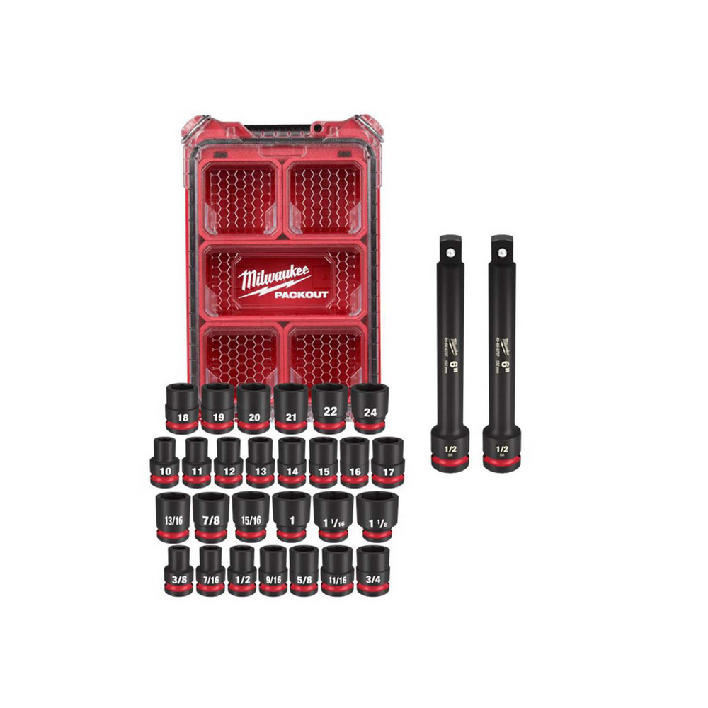 Milwaukee Tool - Socket Set: Impact, 28 Pc, 1/2" Drive, Non-Sparking ...