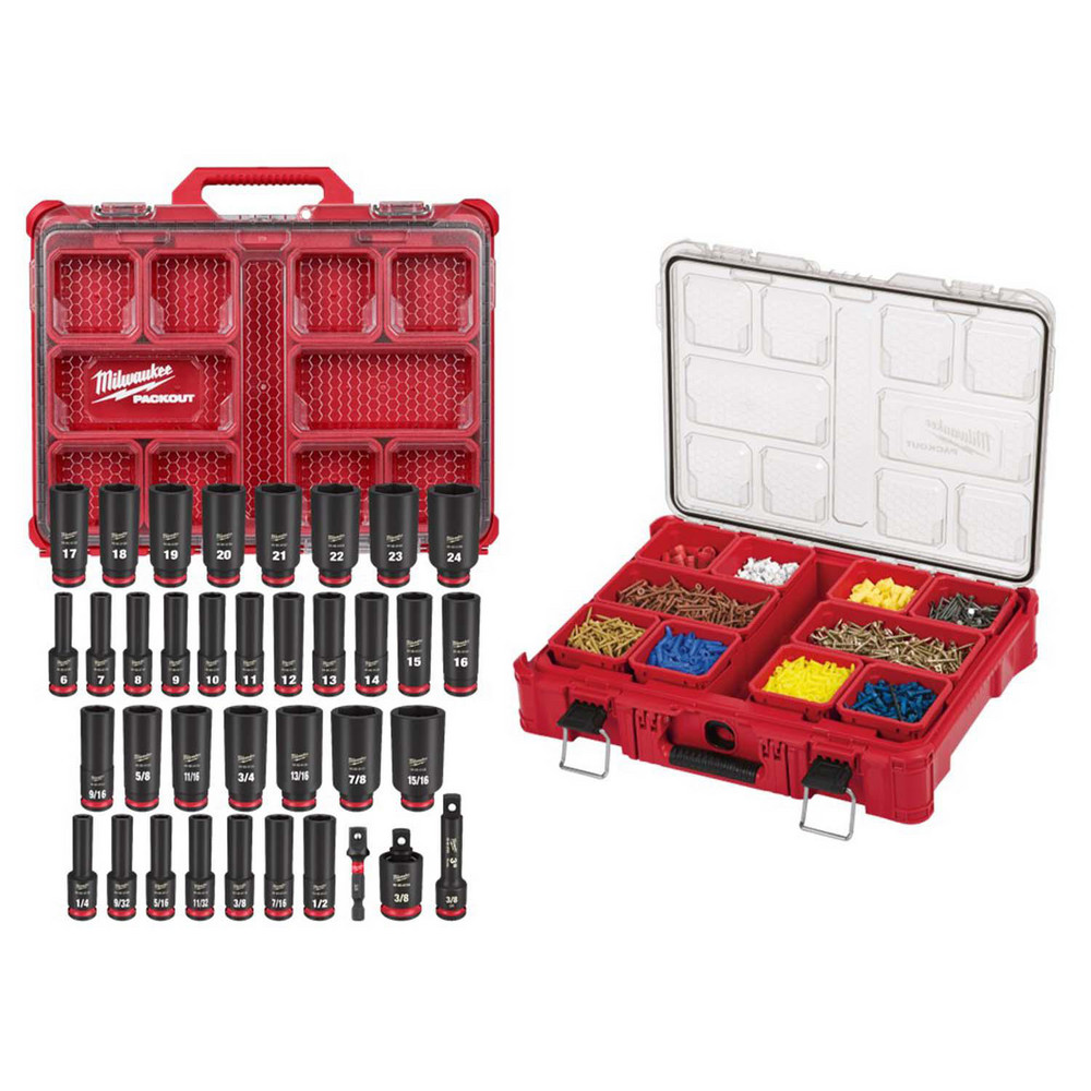 Milwaukee Tool - Socket Set: Ratchet & Socket Set, 47 Pc, 1/2" Drive, 5 ...