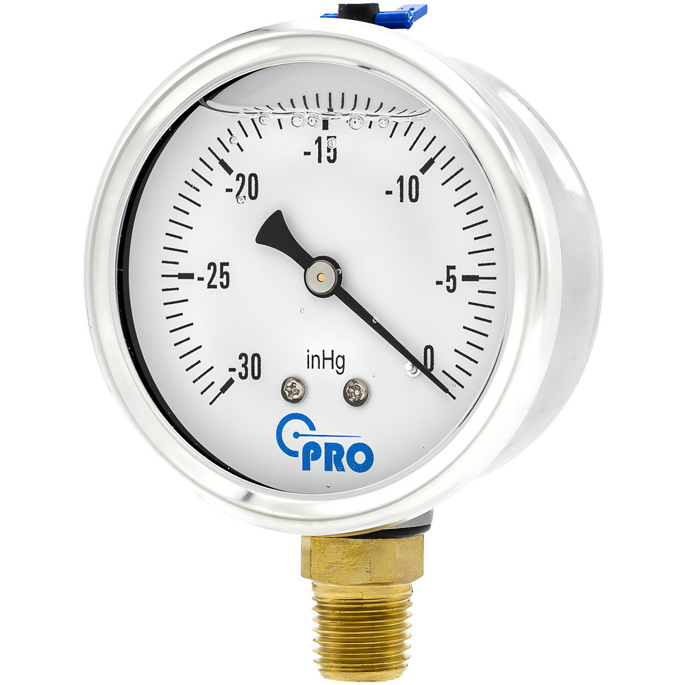 ESP Pro - Pressure Gauge: 2-1/2" Dial Dia, -30 to psi, 1/4" NPT, Bottom Mount | MSC Direct