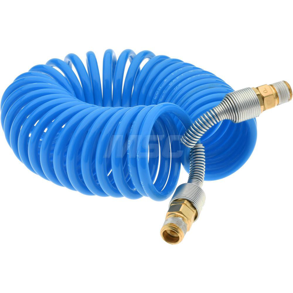 PRO-SOURCE - Coiled & Self Storing Hose: 1/8" ID, 12' Long, Male Swivel ...