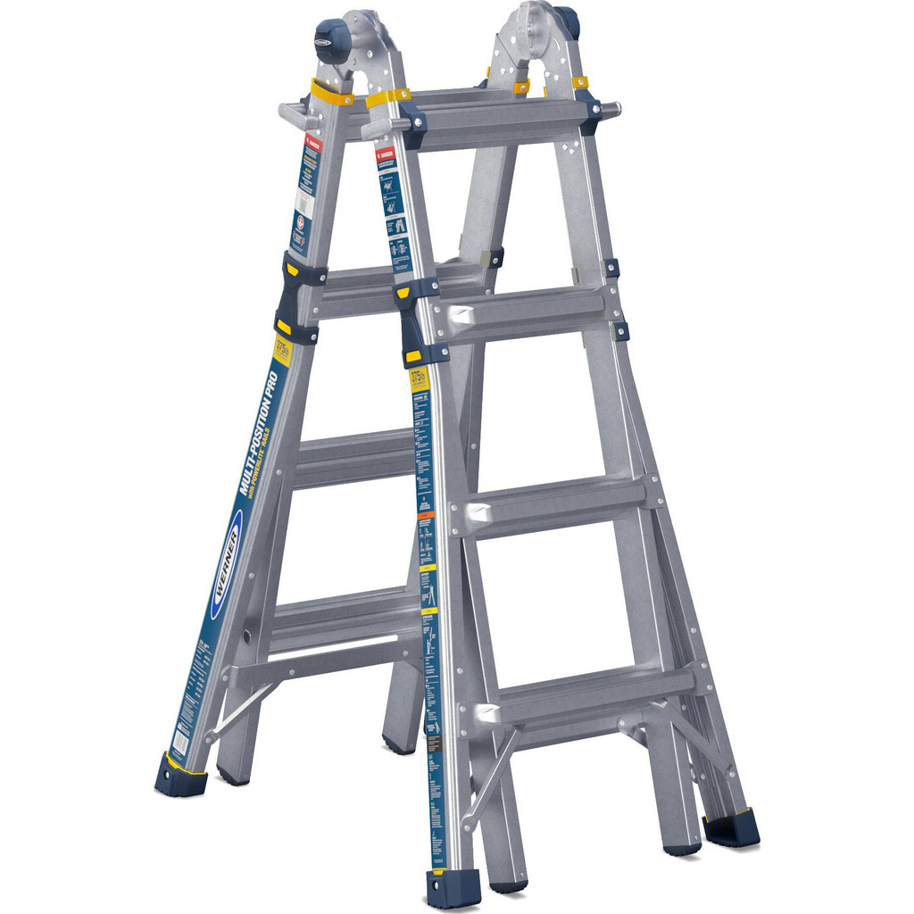 Werner - Multi-Position Ladder: Aluminum, 15' Max Extension, 375 lb ...