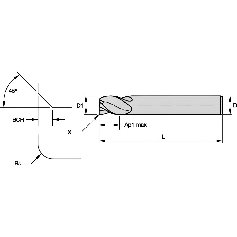 Widia - Square End Mill: 1/4" Dia, 1-3/4" LOC, 4 Flute, Solid Carbide ...