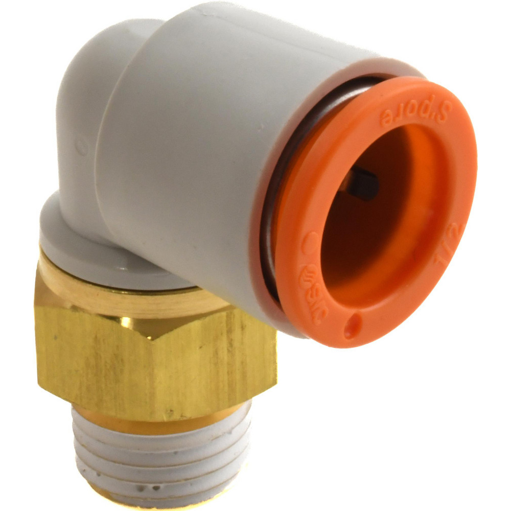 SMC PNEUMATICS - Push-to-Connect Push-to-Connect Fitting: Elbow, NPT, 1/2" OD | MSC Direct