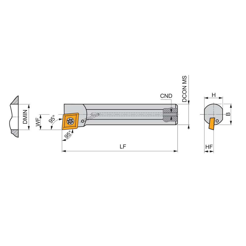 Dormer Pramet - Indexable Boring Bar: SCLCRL 12X10X95MM, 12.000 mm Min ...