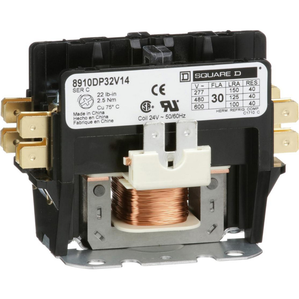 Square D - 2 Pole, 30 Amp Inductive Load, 24 Coil VAC at 50/60 Hz ...