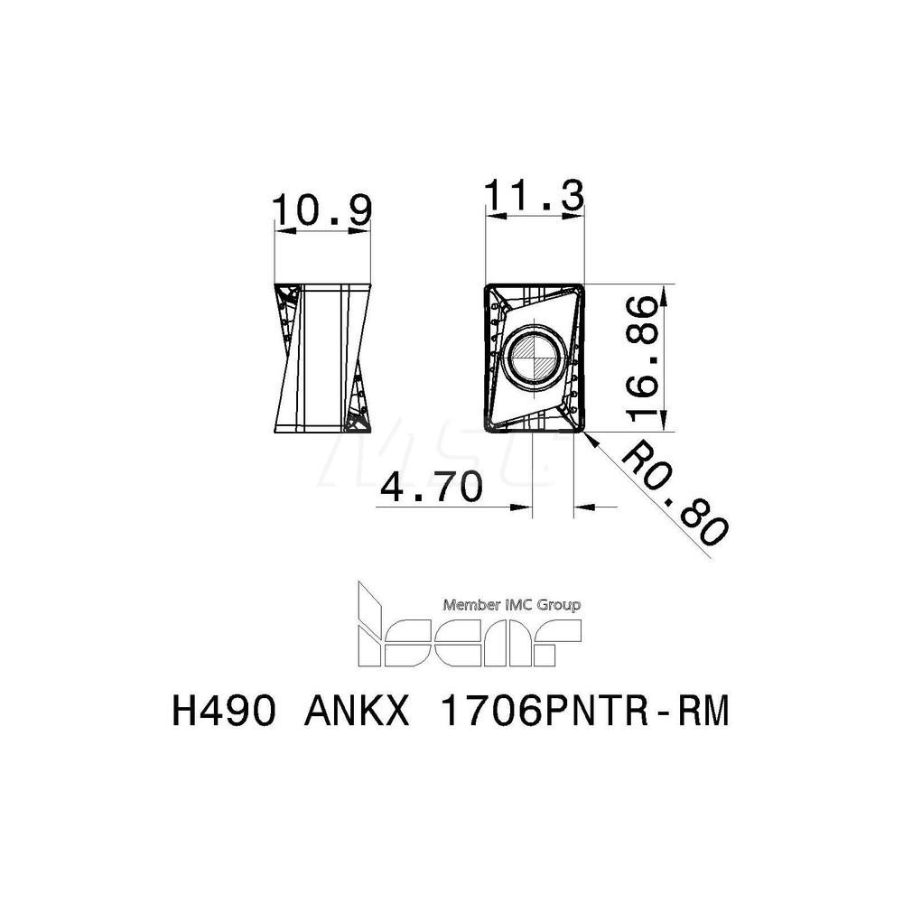 Iscar - Milling Insert: ANSI H490 ANKX 1706PNTR-RM IC808, ISO H490 ANKX ...