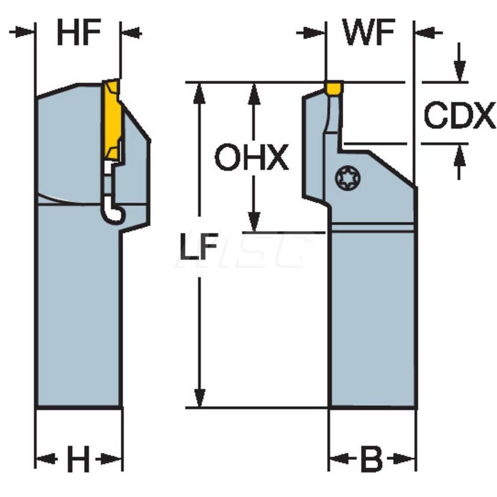 Sandvik Coromant - Indexable Grooving Toolholder: RF123H050-16B-132BM ...