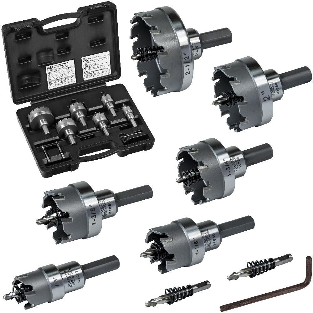 Klein Tools - Industrial Hole Saw Kit: 8 Pc, 2-1/2 to 7/8" Dia | MSC Direct