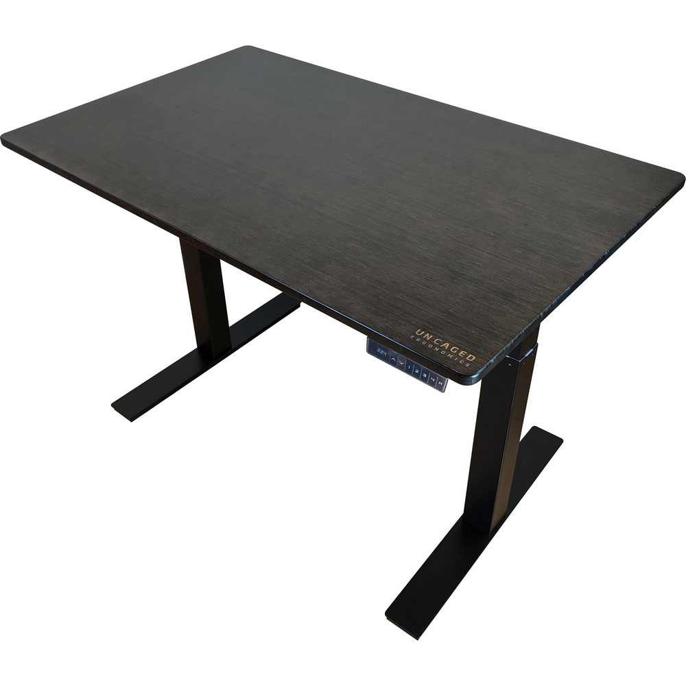 Uncaged Ergonomics - Double Pedestal Desk: Wood Top, Black with Black ...
