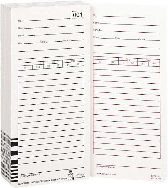 Acroprint - Pack of (100), 0.9" High x 3-2/5" Wide, Weekly Time Cards ...