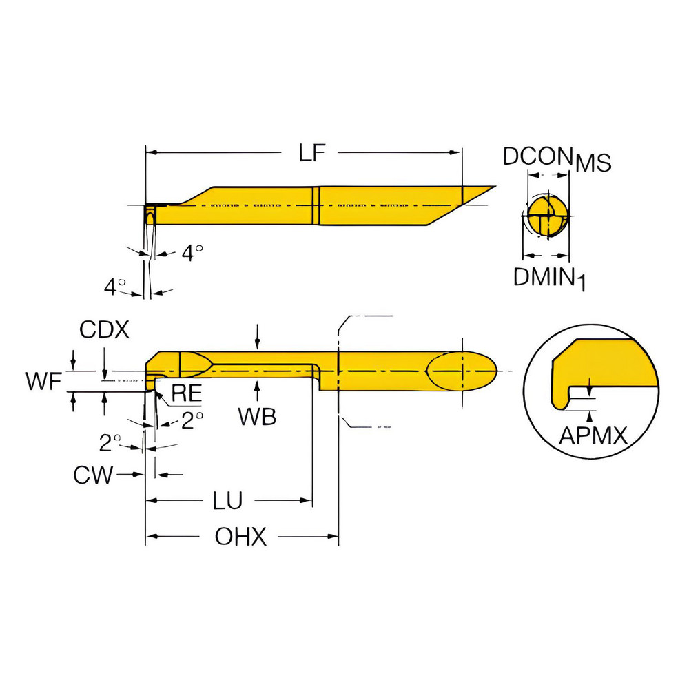 Sandvik Coromant - Grooving Tool: Right Hand, 6.00 mm Shank Dia, 2.00 ...
