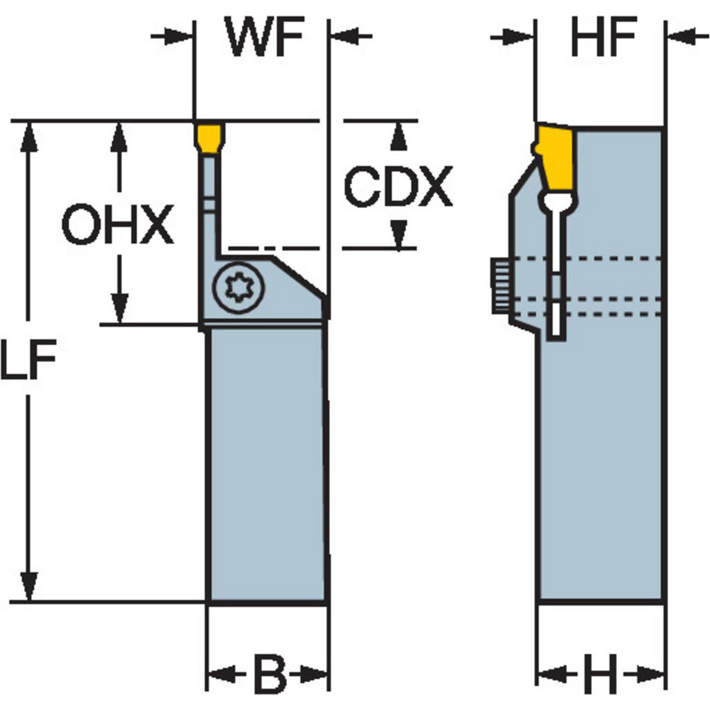 Sandvik Coromant - Indexable Grooving-Cutoff Toolholder: RF151.23-16-30 ...