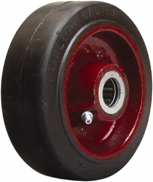 Hamilton - Caster Wheel: Rubber on Cast Iron, 5" Dia, 2" Wide, 3/4 ...