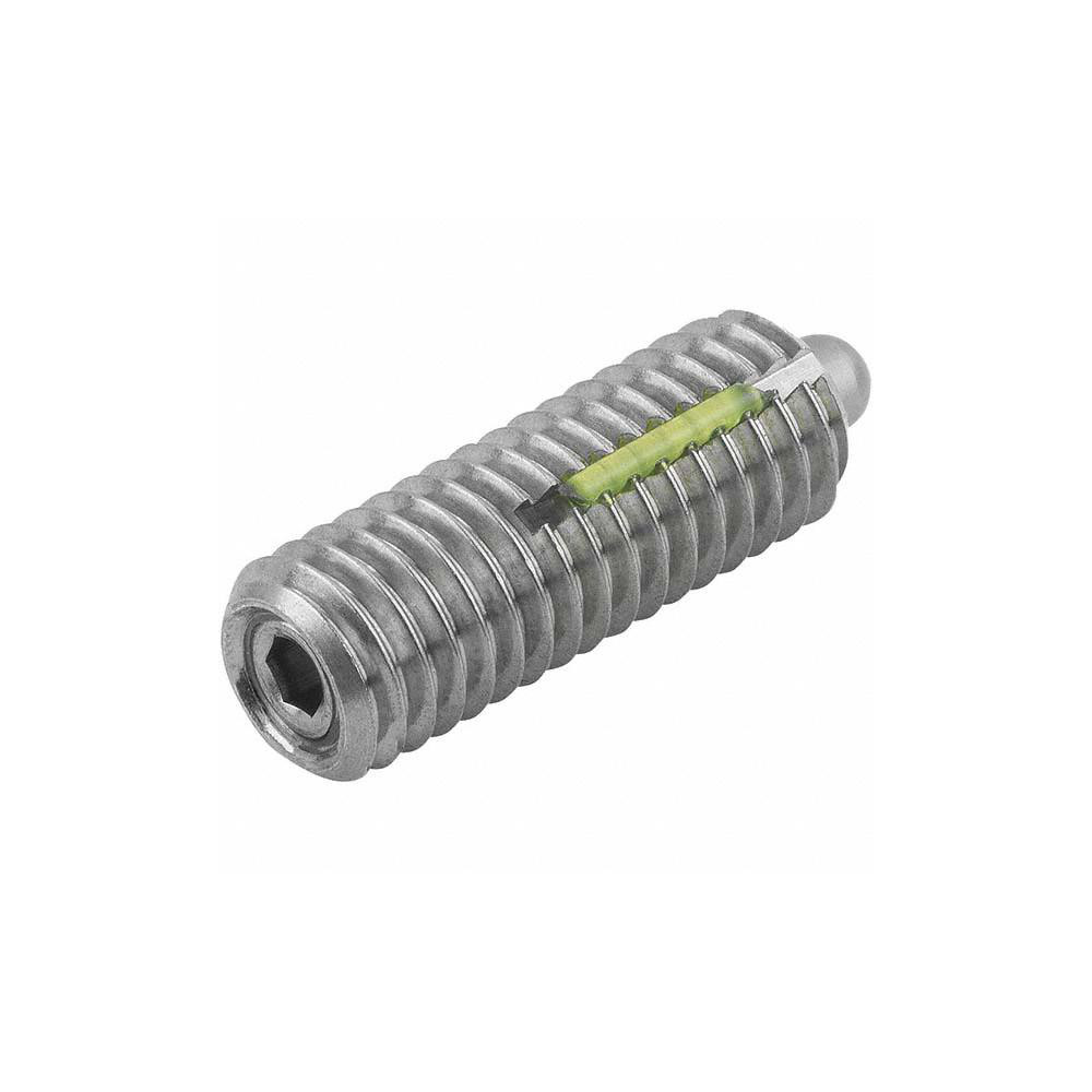 KIPP - Threaded Spring Plunger: M12, 1.1024" Thread Length, 0.2362" Dia ...
