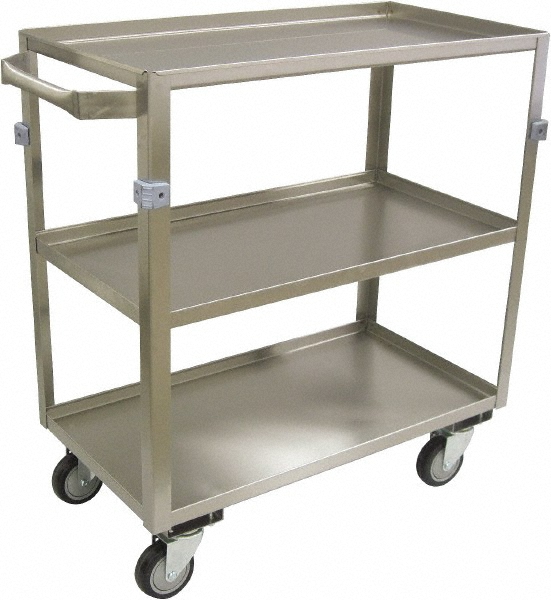 Jamco - Shelf Utility Cart: 24" Long, 16" Wide, Stainless Steel, Silver ...