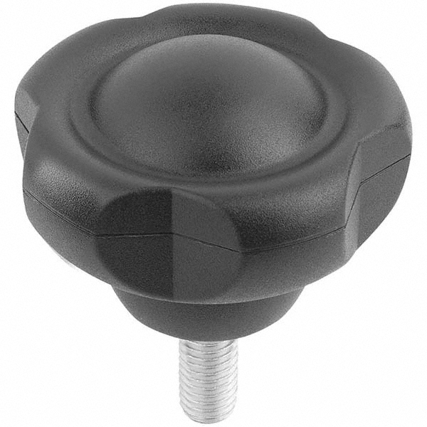 KIPP - Lobed Knob: 63.00 mm Head Dia, 5-Point, Thermoplastic Elastomer ...